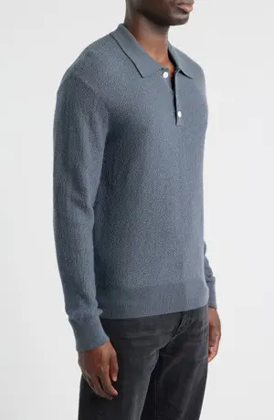 FRAME Long Sleeve Wool Polo Sweater