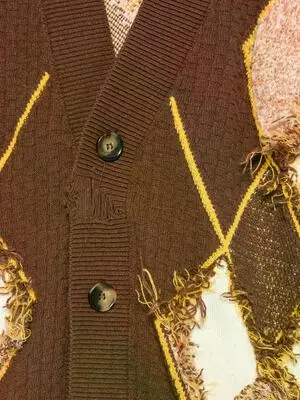 LANEUS Fringed Argyle Cardigan
