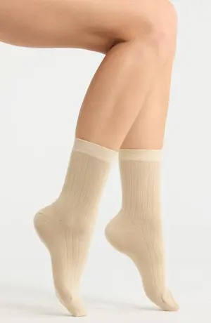 Nordstrom Ribbed Dress Socks - Beige Oatmeal
