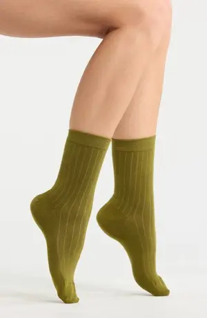 Nordstrom Ribbed Dress Socks - Olive Capulet