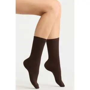 Nordstrom Everyday Rib Crew Socks Brown Coffee