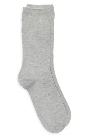 Nordstrom Everyday Rib Crew Socks - Grey Heather