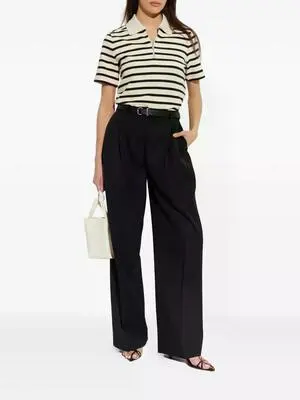 JIL SANDER Striped Zip-up Polo Top - Neutrals