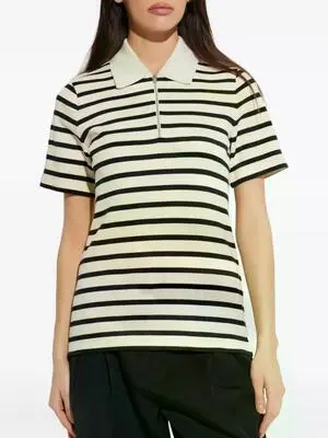 JIL SANDER Striped Zip-up Polo Top - Neutrals