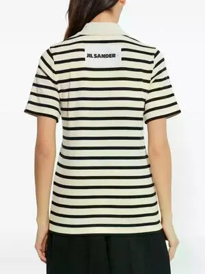 JIL SANDER Striped Zip-up Polo Top - Neutrals