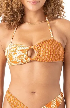 Roxy Ray Of Sunshine O-ring Bandeau Bikini Top - Rust Multi