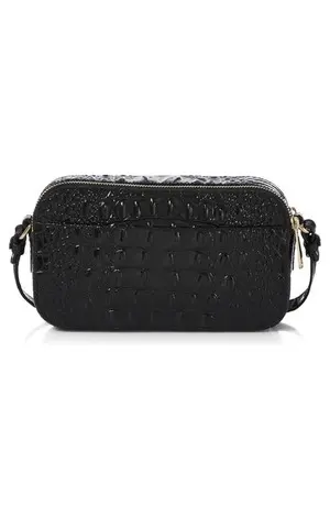Brahmin Croc Embossed Leather Crossbody Bag - Black