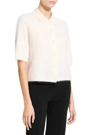 Theory Brushed Cashmere Short Sleeve Cardigan