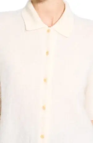 Theory Brushed Cashmere Short Sleeve Cardigan
