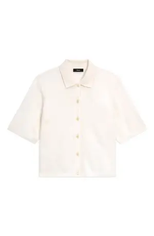Theory Brushed Cashmere Short Sleeve Cardigan