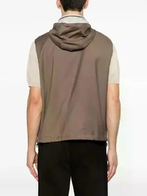 MONTECORE Hooded Zip Gilet - Brown