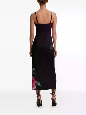 Alice + Olivia Nina Sweetheart Floral-print Midi Dress - Black