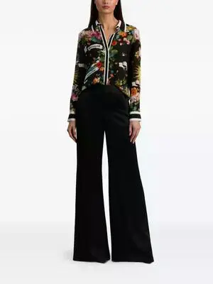 Alice + Olivia Floral Collared Silk Shirt