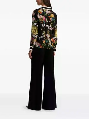 Alice + Olivia Floral Collared Silk Shirt