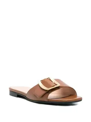 Bally Buckle Leather Mules