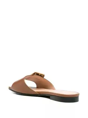 Bally Buckle Leather Mules