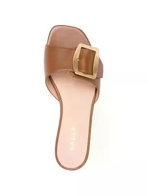Bally Buckle Leather Mules