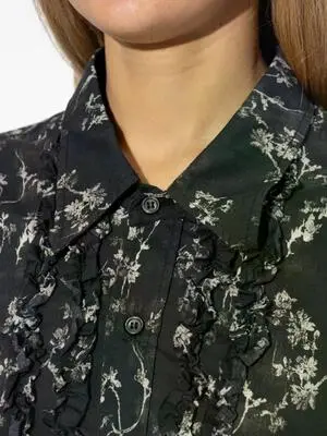 R13 Ruffled Floral-print Shirt - Black