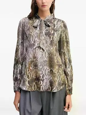 MARC AUREL Snake-print Bow Blouse