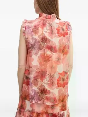MARC AUREL Floral Ruffled Sleeveless Top