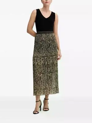 MARC AUREL Printed Pleated Midi Skirt