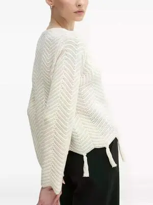 OUI Chevron Knit Tassel Top