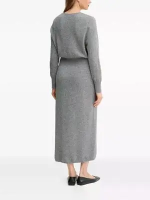 OUI Rib-knit Slit-detail Midi Dress - Grey