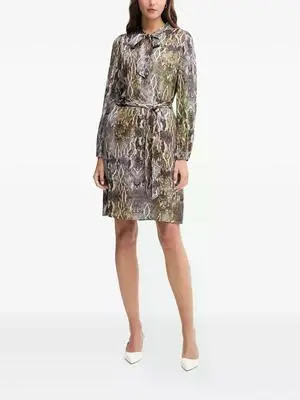 MARC AUREL Tie Neck Snake Print Dress