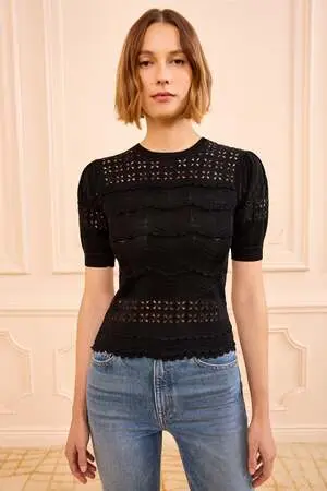 Ulla Johnson Marcelena Eyelet Knit Top