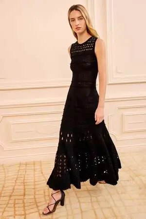 Ulla Johnson Lakshmi Eyelet Knit Maxi Dress - Noir