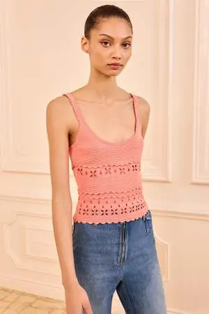 Scalloped Hem Criss Cross Strap Tops