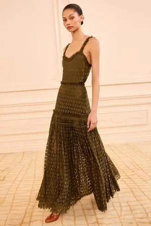 Ulla Johnson Aris Lace Maxi Skirt - Pine