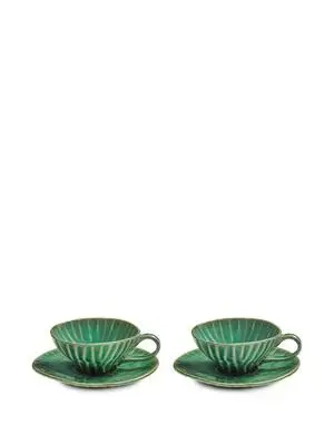 SERAX Verde Lanza Ribbed Espresso Cup & Saucer - Green