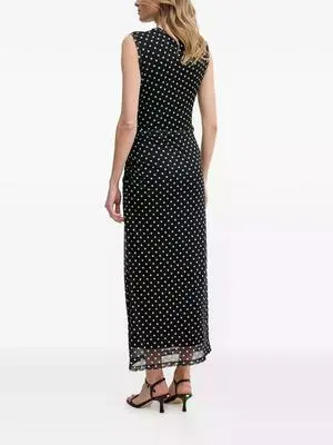 MARC AUREL Polka-dot Ruched Maxi Dress
