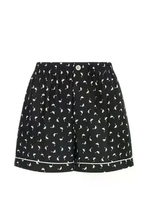 Moschino Printed Silk Twill Shorts - Black