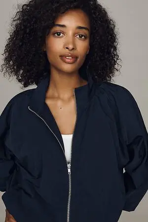 Anthropologie Funnel-neck Nylon Jacket - Navy