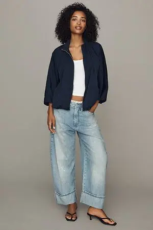 Anthropologie Funnel-neck Nylon Jacket - Navy