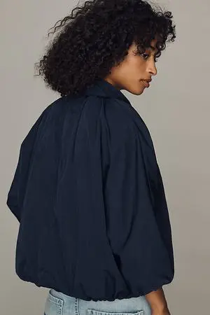 Anthropologie Funnel-neck Nylon Jacket - Navy