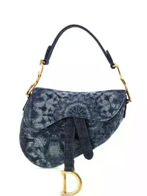 Dior Saddle Handbag Tie Dye Printed Denim Mini Shoulder Bag