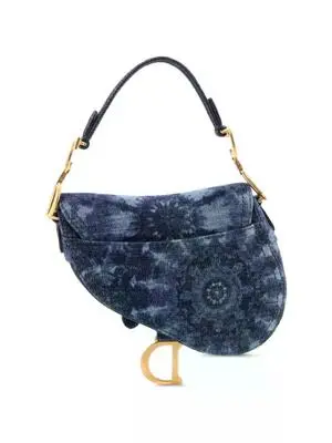Dior Saddle Handbag Tie Dye Printed Denim Mini Shoulder Bag