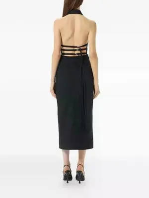 Blumarine Plissé Button Midi Dress