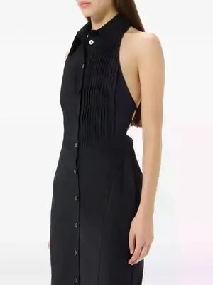 Blumarine Plissé Button Midi Dress