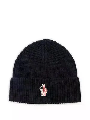 Moncler Logo-patch Beanie - Blue