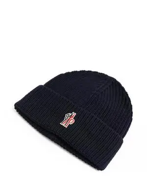 Moncler Logo-patch Beanie - Blue