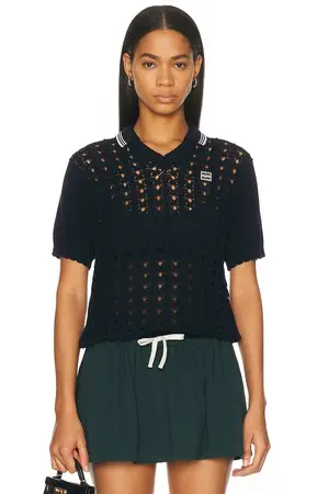Miu Miu Crochet Polo Top
