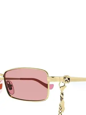 Gucci Rectangle-frame Sunglasses With Chain Detail
