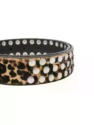 GOLDEN GOOSE Leopard Pattern Studded Belt