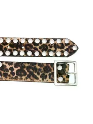 GOLDEN GOOSE Leopard Pattern Studded Belt