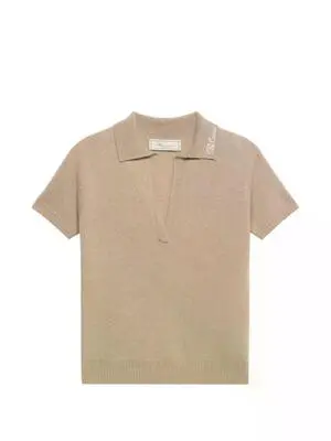 Blumarine Rhinestone Cashmere Polo Shirt