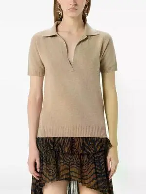 Blumarine Rhinestone Cashmere Polo Shirt